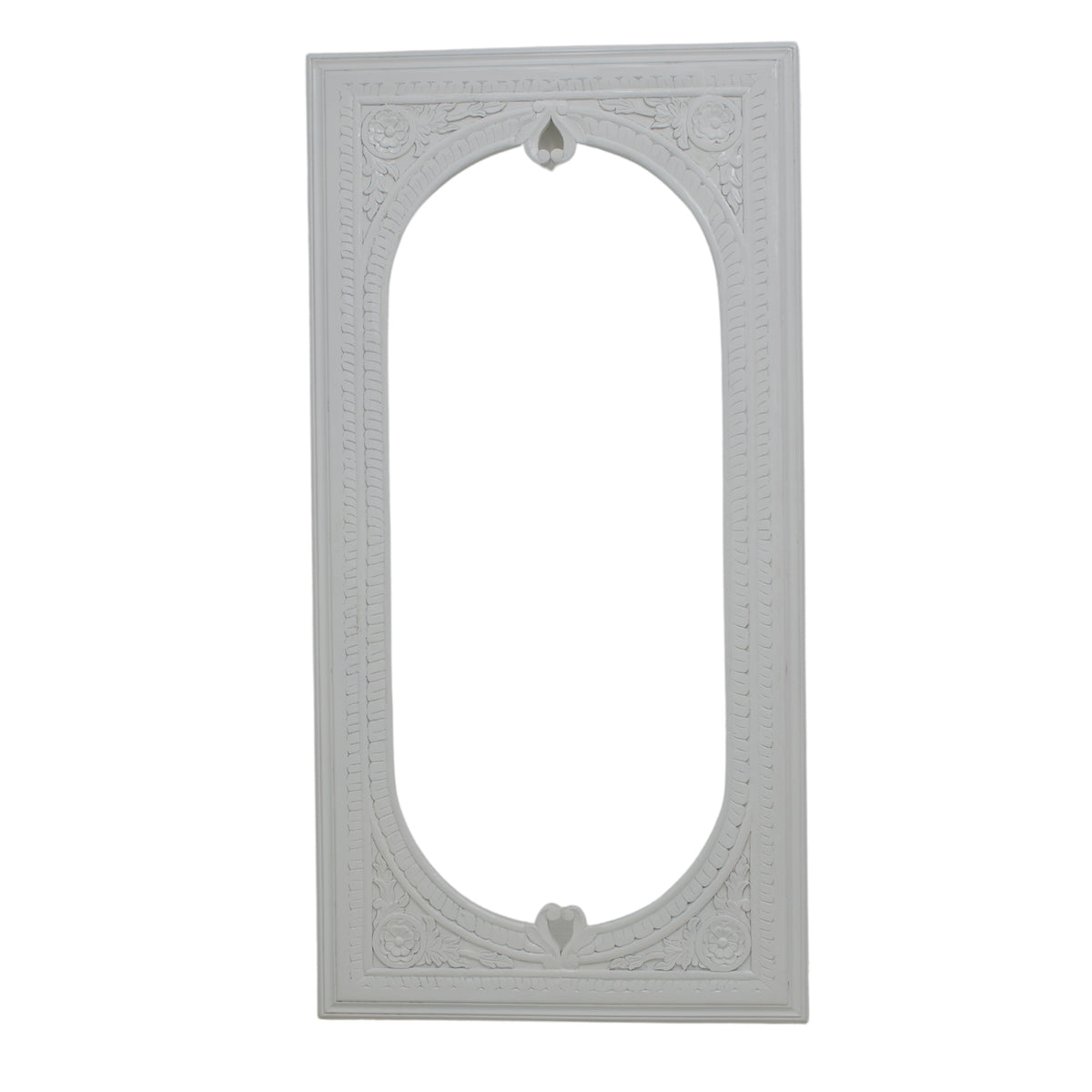 WHITE CARVED WOODEN OVAL MIRROR – LIMS Legacy Singapore